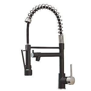 AIMADI Kitchen Sink Faucet,Black Kitchen Faucets with Pull Down Sprayer,Black Stainless Steel Single Handle One Hole Kitchen Faucet,Matte Black