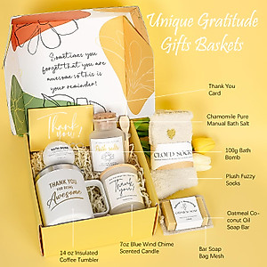Thank You Gifts for Women, 8pcs Employee Appreciation Gifts Baskets for Women Thank You Farewell Gifts for Coworkers Teacher Boss Hostess Secretary Nurse Mom Pastor- Best Spa Gratitude Box w/Candle