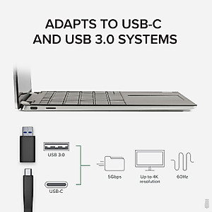 Plugable 4K DisplayPort and HDMI Dual Monitor Adapter for USB 3.0 and USB-C, Compatible with Windows and ChromeOS