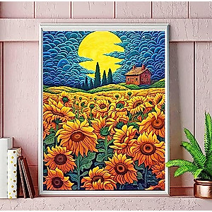 DOTSOPS Sunflower Diamond Painting DIY Diamond Painting Kits 5D Art for Adults Art Glitter Suitable Kids Home Wall Fall Decor Gifts of Crystal Rhinestone Embroidery Craft Autumn Drawing 12x16inch