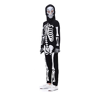 yolsun Skeleton Costume for Kids, Glow in The Dark, Halloween Fearsome Costume(12-13 Years)