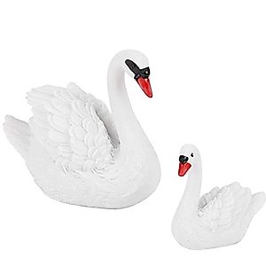 Dancal 2 PCS Swan-Shape Garden Statue Outdoor Sculpture Lawn Garden Scene Decor