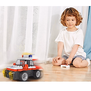 BOTZEES Toy Car Model Building Kit Racing Cars 8-in-1 STEM Car Police Toy Car for Kids and Car Fans (60 Pieces)