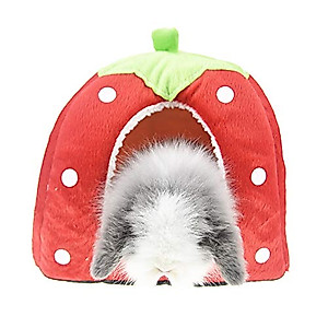 FLAdorepet Rabbit Guinea Pig Hamster House Bed Cute Small Animal Pet Winter Warm Squirrel Hedgehog Chinchilla House Cage Nest Hamster Accessories (9x9x10 Inch (Pack of 1), A-Red)