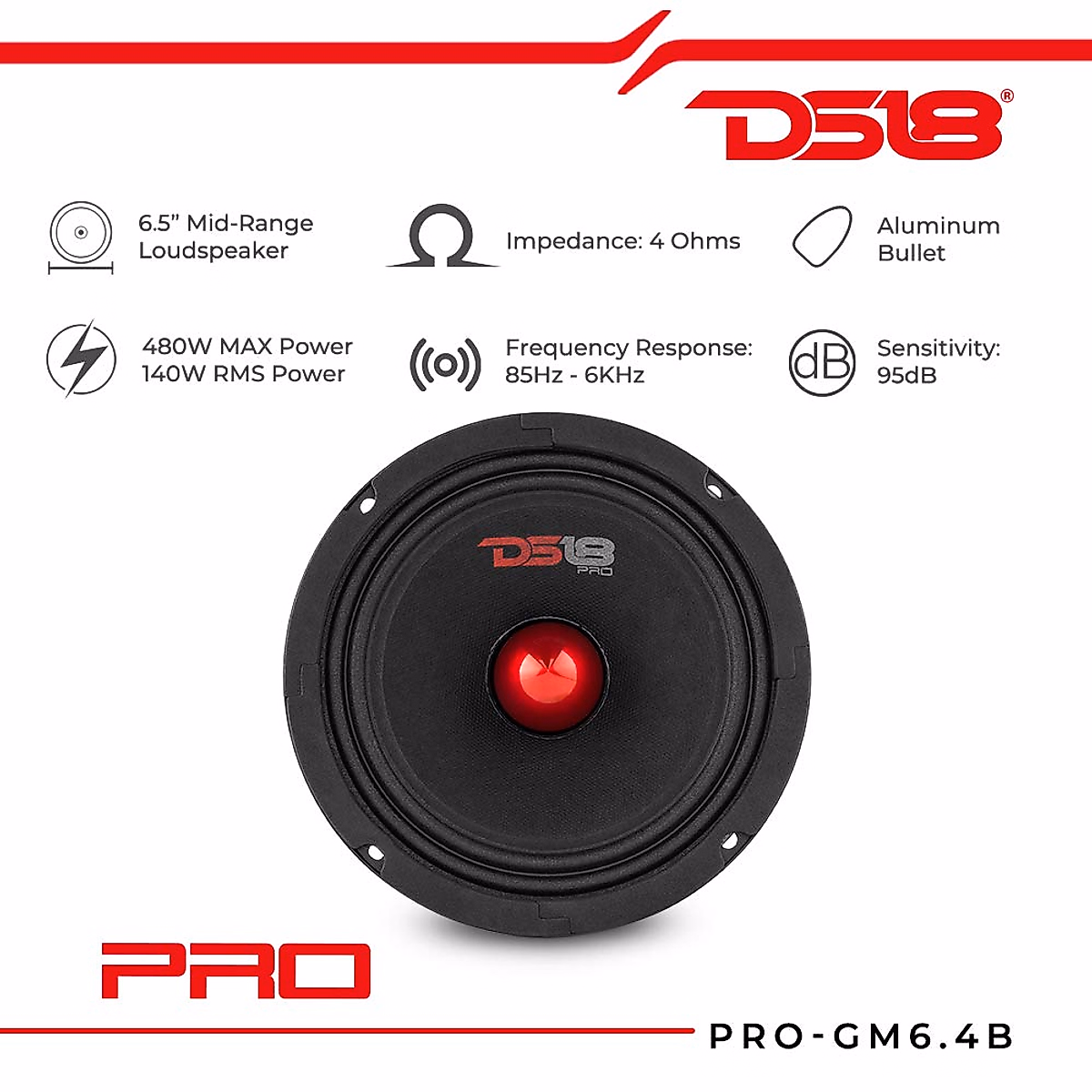 DS18 EN6P Universal Speaker Pods Bundle - 1 Set Left & Right Kick Panel + 2X 6.5 Midrange Speakers + 2X 1 Super Bullet Marine Tweeters - Great for Slingshot, SXS, Motorsports & ATV/UTV