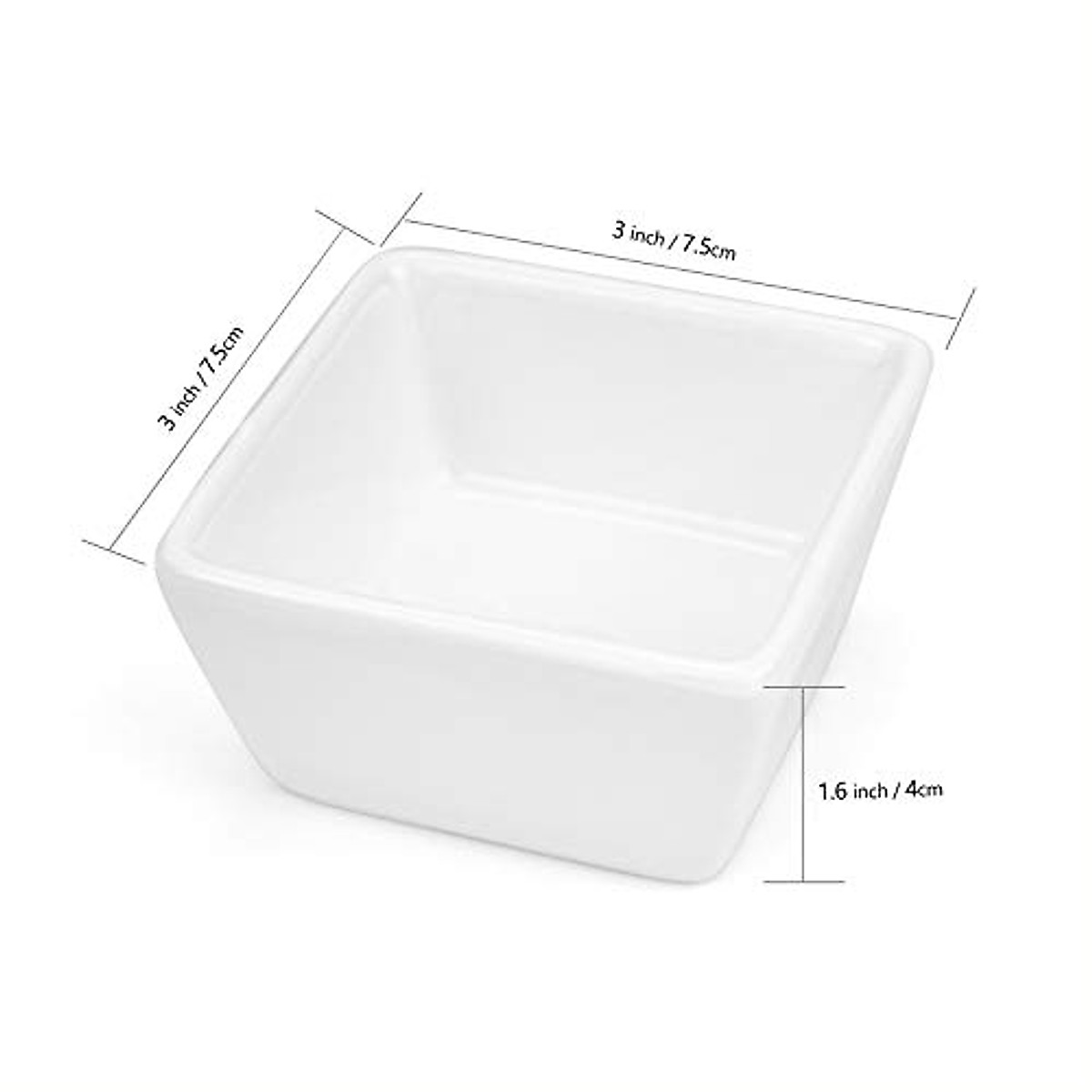 Foraineam 12 Pack 3 Oz Porcelain Dip Bowl Set, White Ramekins Condiments Server Dishes, Dipping Sauce Bowls for Vinegar, Ketchup, BBQ Sauce, Seasoning