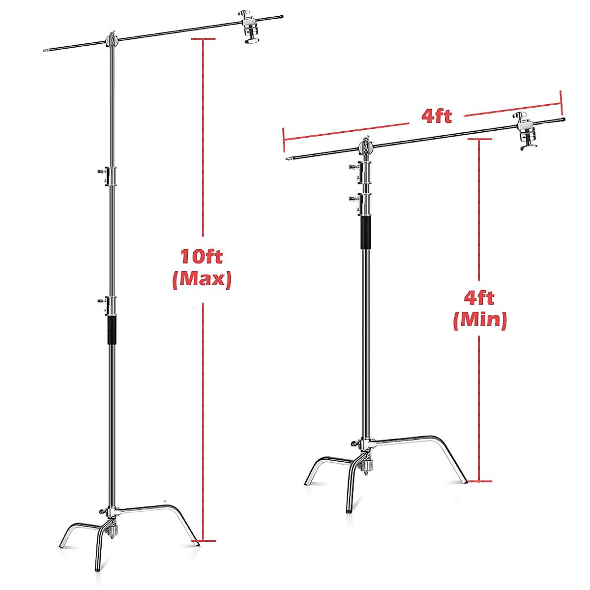 Kshioe Pro C Stand with Boom Arm, Heavy Duty Light Stand for Photography Studio Video Reflector, Monolight, Softbox and Other Equipment