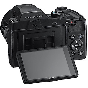 Nikon COOLPIX B500 16MP 40x Optical Zoom Digital Camera Black Bundle with 16GB Memory Card, Camera Bag for DSLR and 4X Rechargeable AA Batteries with Charger