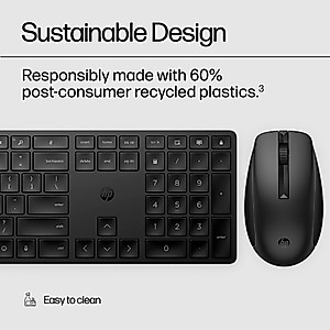 HP 650 Wireless Keyboard & Mouse Combo - 2.4Ghz Wireless, USB Receiver, Low-Profile Keys, 20+ Programmable Keys, DPI Mouse - 20+ Months Keyboard, 24+ Mouse Battery - Win, Chrome, MacOS (4R013AA#ABL)