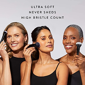 LAURA GELLER Double Take Liquid Foundation, Deep - Medium to Full Coverage - Natural Matte Finish & Foundation Makeup Brush Kit (2 PC)