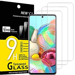 NEW'C [3 Pack] Designed for Samsung Galaxy A71, Note 10 Lite Screen Protector Tempered Glass, Case Friendly Ultra Resistant