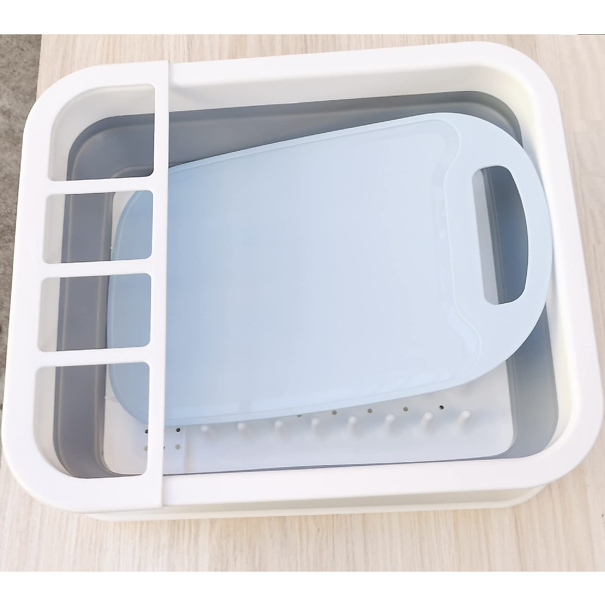 YUNTENG Collapsible Dish Drying Rack and Drainboard Set Portable Camp Dish Drainer Dinnerware Organizer Dish Rack Foldable Dying Dish Storage Rack for Kitchen Counter RV Camping Accessories