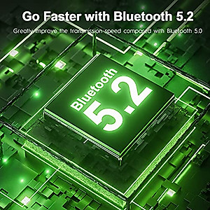 Tecno Magnetic Wireless Bluetooth Headphones, Bluetooth Earbuds Neckband with Microphone, Bluetooth 5.2 Wireless Earphones with Mic for Workout Running, Green