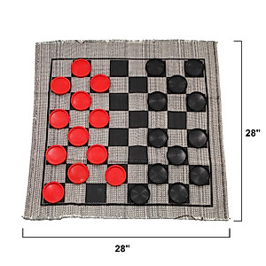 Multiflex Designs Jumbo Checkers Rug Game, 3 Inch Diameter Pieces (12 Red /12 Black), Machine Washable, The Giant Original, Classic Family Fun Kid Activity, Lightweight/Travel Friendly, Indoor/Outdoor