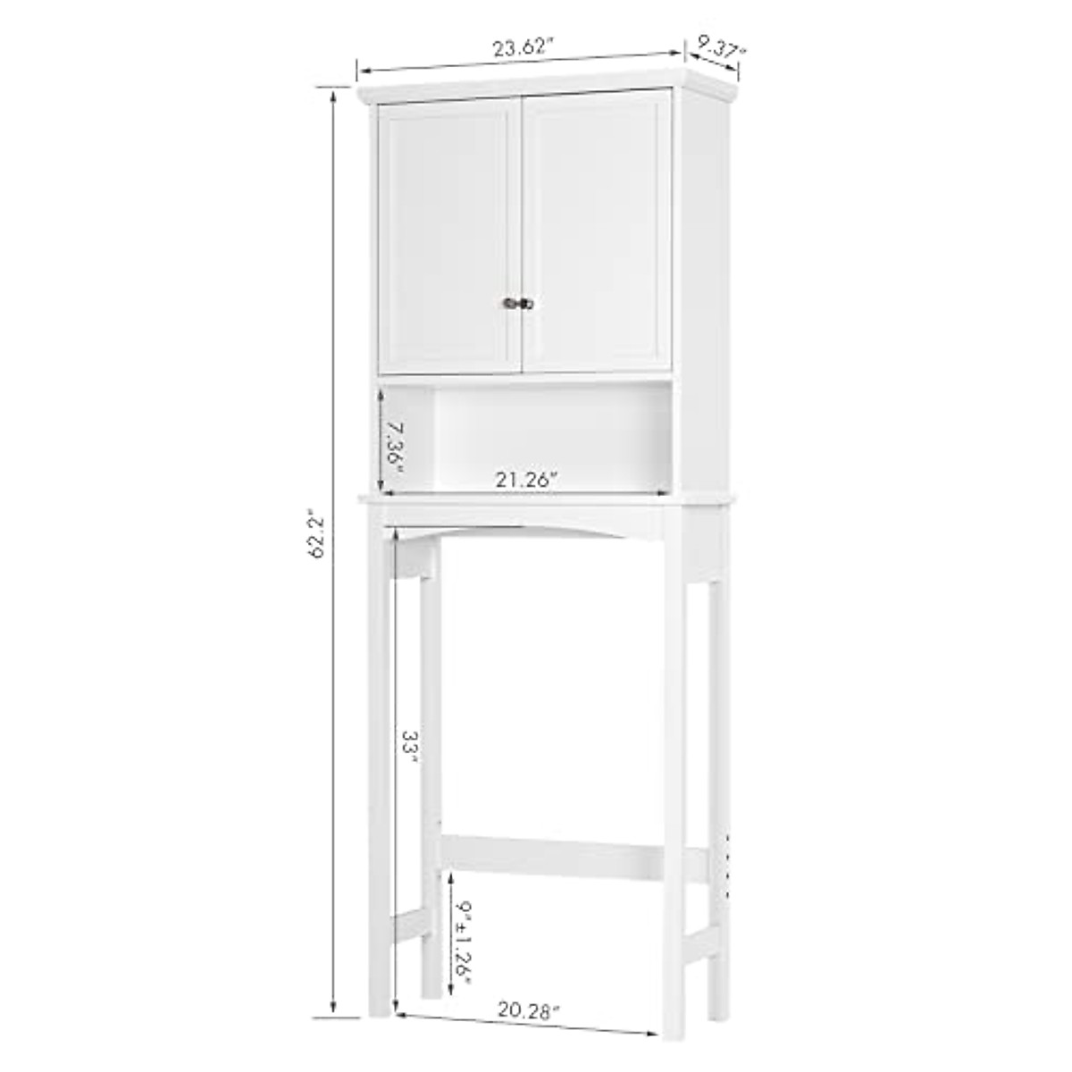 UTEX Bathroom Storage Over The Toilet, Bathroom Cabinet Organizer with Adjustable Shelves and Double Doors, White