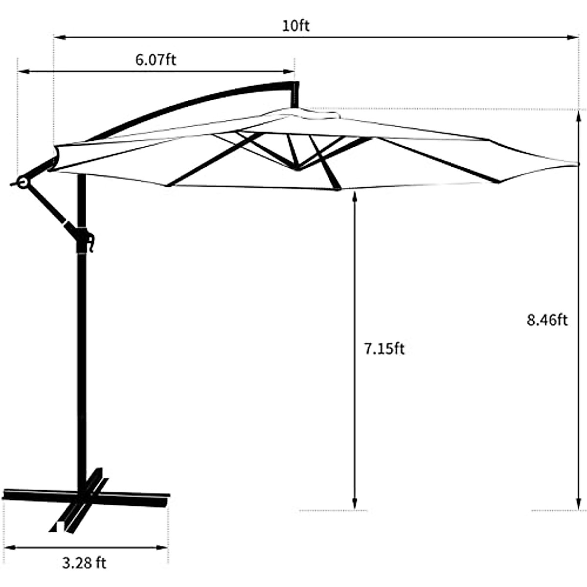 AMERICAN PHOENIX 10FT Offset Hanging Patio Umbrella Cantilever Outdoor Umbrellas with Crank & Cross Base for Garden, Backyard, Pool and Beach (Beige)