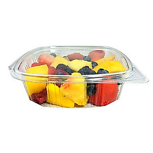 Koda Cup 24 oz. (3/4 Size Quart) RPET Clear Plastic Hinged Lid Deli Meal Prep Fruit Salad Display Food Storage Containers 100% BPA Free (Pack of 200)