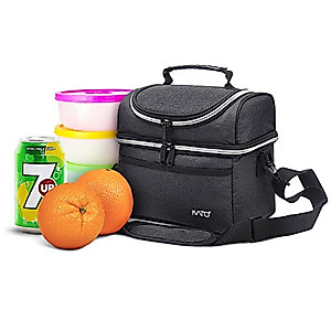 Tirrinia Insulated Lunch Bag, Leakproof Thermal Bento Lunch Box Tote for Women, Men, Adults Work Office Cooler Bag, 10.2" x 7.5" x 9", Black