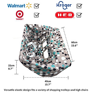 Pozico Portable Shopping Cart Cover for Baby & High Chair Cover, Machine Washable Replaceable Cart Cover for Babies, Infant, Toddler, Boy or Girl(Whales, Grey)