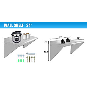STEELBUS 12''x24'' - 2PACKS Wall Mounted Stainless Steel Shelf NSF Commercial Metal Wall Mount Floating Shelving for Kitchen, Restaurant, Food Truck,Garage,Home&Hotel