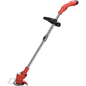 Handheld Cordless String Trimmer Small Household Lawn Mower Electric Grass Cutter Retractable Rod Equipped with Lithium Battery Charger (Size : Battery*2)