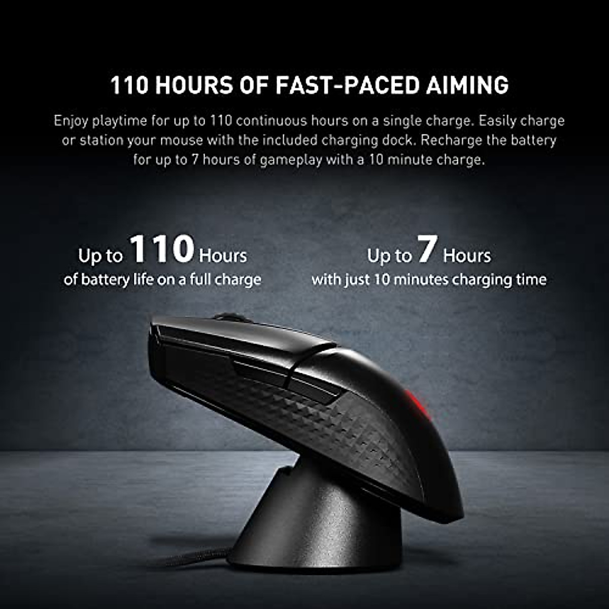 MSI Clutch GM31 Lightweight Wireless Ergonomic Gaming Mouse & Charging Dock, 12K DPI Optical Sensor, 60M Omron Switches, Fast-Charging 110Hr Battery, RGB Mystic Light, 5 Programmable Buttons, PC/Mac