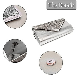 Lytosmoo Women Sparkling Evening Clutch Purse Formal Glitter Party Wedding Handbag Envelope Crossbody Shoulder Bag
