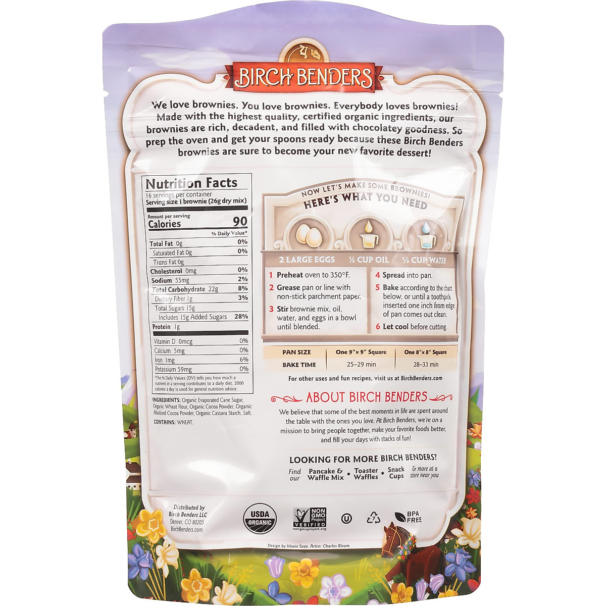 Birch Benders Organic Baking Mix Variety: Chocolate Cake, Yellow Cake, and Brownie Mix, Non-GMO, Kosher (Pack of 3) with By The Cup Swivel Spoons