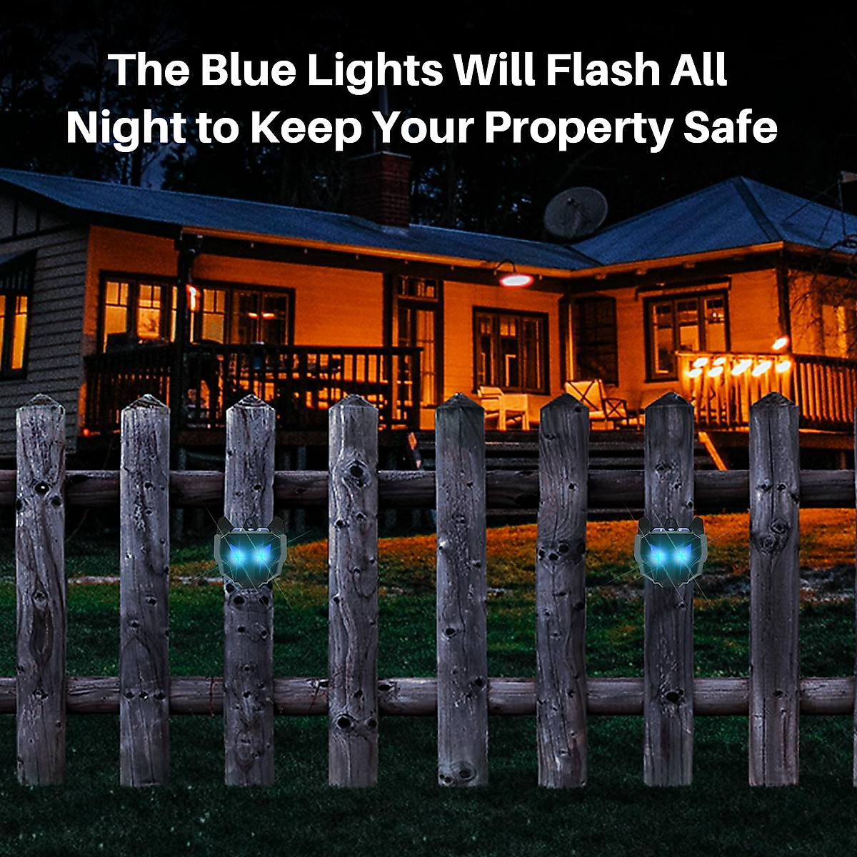 8 PCS Solar Animal Repellent Outdoor Nocturnal Animal Repeller Predator Blue Lights Repellent Devices Waterproof Coyote Raccoon Deer Deterrent for Garden Yard Farm Chicken Coop Night Guard Protection