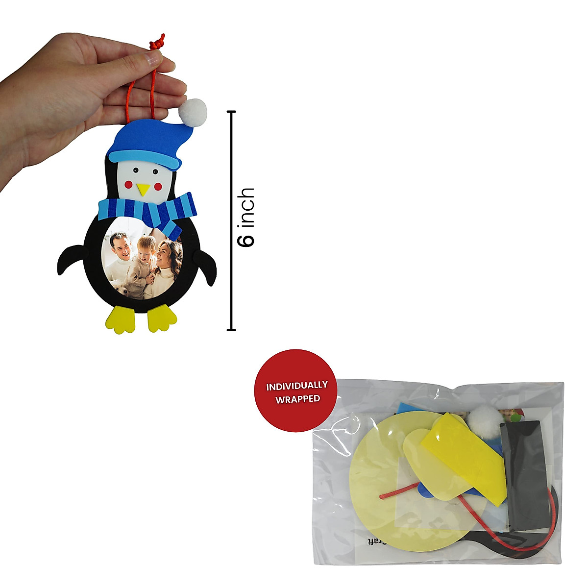 4E's Novelty Foam Kids Christmas Picture Frame Ornament Craft (12 Pack) Bulk Christmas Crafts for Kids Ages 4-8, 8-12 & Toddlers DIY Party Acitvity