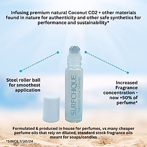 SURFCHIQUE Tropical Beach Perfume Oil Roll on Fragrance for Women with Coconut, Vanilla notes and touch of Mango & Papaya - Sand in Your Sheets