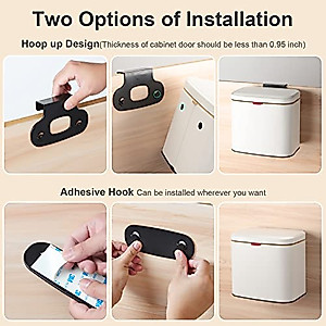 Anzoymx Hanging Stainless Steel Compost Bin 1.05 Gallon Wall Mounted Trash Can with Lid,Kitchen Cabinet Door Under Sink Small Garbage Can for Counter Top Cupboard Bathroom(1.05 Gallon,White)