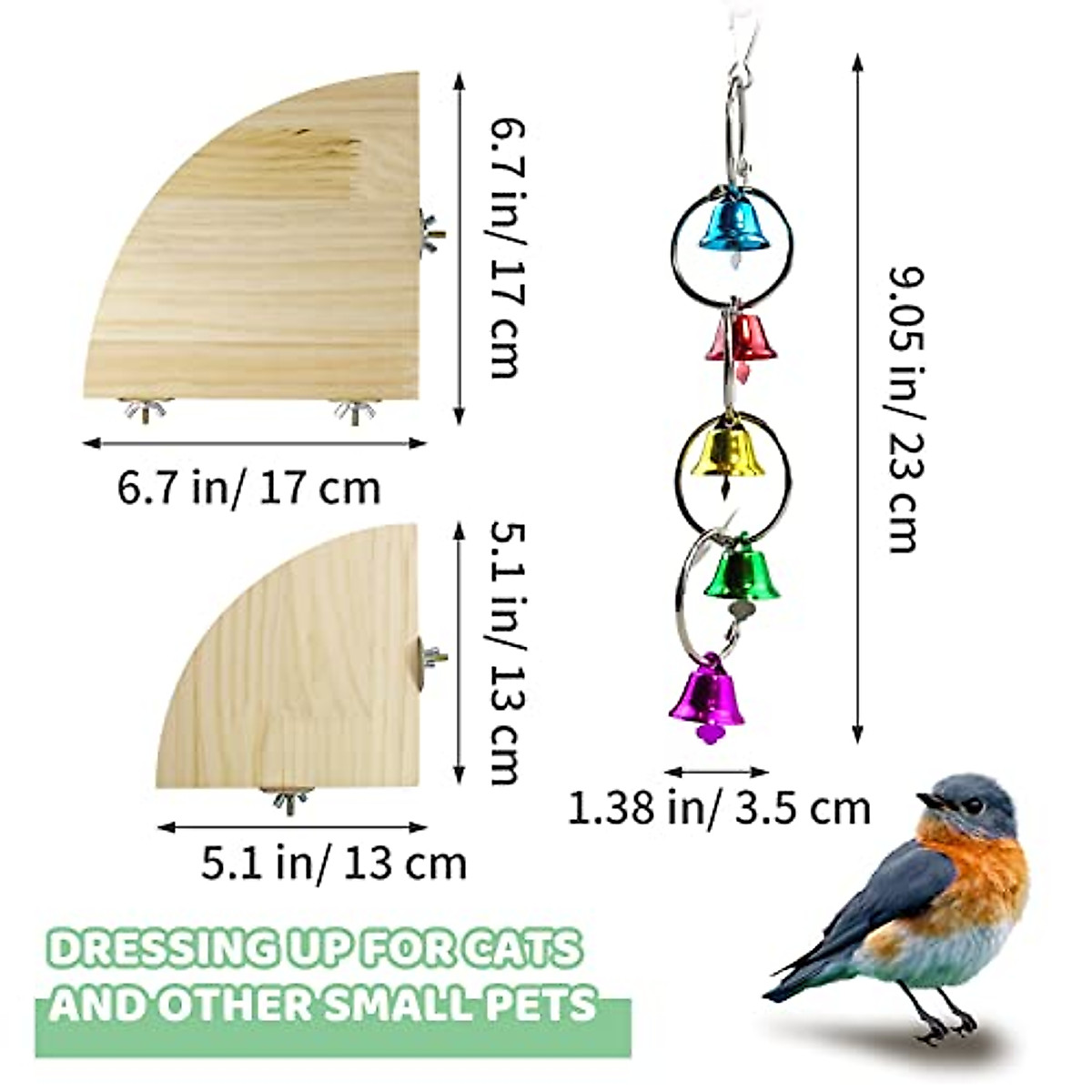 2 Pieces Bird Perches Bird Platform Perch with Pet Toys Bird Cage Accessories Parrot Perch Bird Rest Platform and Training Toy for Parakeet Gerbil Cockatiel Budgie Rat Mouse Chinchilla Hamster