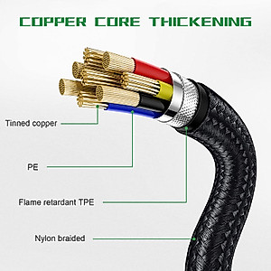 Koffmon Replacement Audio Cable Cord Wire with Y Splitter for Razer Kraken X/BlackShark V2 Pro/Razer Nari Headphone Gaming Headset Adapter to PC/Speaker/Headphone
