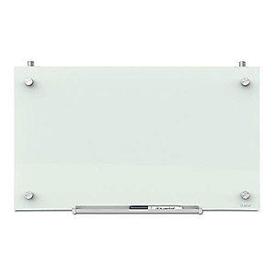 Quartet Whiteboard, Glass Dry Erase Board, Magnetic, 30" x 18", Infinity Frameless Mounting, White Surface, Accessory Tray, 1 Dry Erase Marker and 2 Glass Board Magnets (PDEC1830)