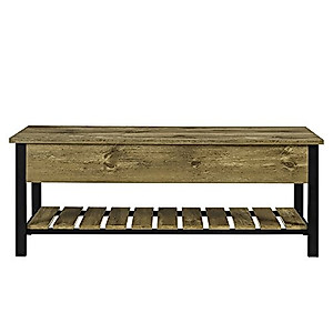 Pemberly Row Modern Farmhouse Entryway Bench Shoe Storage Open-Top Hallway Organizer, 48 Inch, in Rustic Brown Barnwood