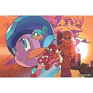 Laminated Mega Man Anime Art Video Game Video Gamer Classic Retro Vintage 90s Gaming MegaMan Capcom Legacy Collection Megaman 11 Mega Man X Dr Wily Poster Dry Erase Wall Art 16x24