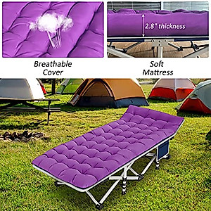 COLMERD Camping Cot with Comfortable Mattress Cots for Sleeping with Pad Heavy Duty Camping Bed Sleeping Cot Include Carry Bag Camping Cots for Adults Home Office Nap Vocation Outdoor