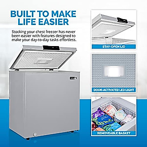 Newair 5 Cu. Ft. Mini Deep Chest Freezer and Refrigerator in Cool Gray with Digital Temperature Control, Fast Freeze Mode, Stay-Open Lid, Removeable Storage Basket, Self-Diagnostic Program