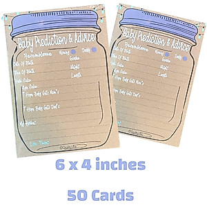 QualityVibe Baby Prediction and Advice Cards Set Of 50. Baby Shower Activity Games. Kraft Style & Mason Jar Background. Thick and easy to write on with any Pen.