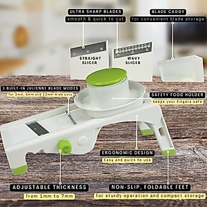 Brieftons QuickPrep Mandoline Slicer for Kitchen, Premium Quality Multi Purpose Vegetable Slicer, Cutter, Shredder, With 4 Cutting Modes, Multiple Thickness Levels to Slice, Chop, Julienne Veggies