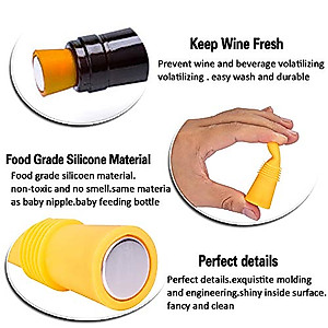 Wine Stoppers for wine bottles,FEIPUKER Colorful Silicone + Stainless Steel Wine Stopper,Wine Outlet Cap, Bottle Cover, Beverage Bottle Stoppers (Color 4)