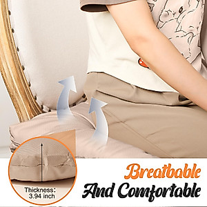 Thyle Outdoor Chair Cushions Set of 6 Waterproof Sun Protection Square Tufted Overstuffed Patio Furniture Seat Cushion for Patio Funiture Dining Indoor 19" x 19"(Khaki)