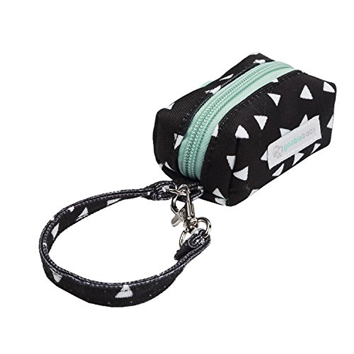 Goobie Baby Diaper Bag Dispenser, Includes Roll of Unscented Disposable Refill Bags | Waste Bag Holder for Stroller (Black Triangle Dispenser + 1 Roll)