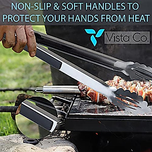 Grill Tongs - Heavy Duty 16in. Stainless Steel Tongs For Grilling, Cooking, Buffets, Etc. - Non-slip Grip And Well Aligned Scalloped Pincers For Precise Control And Better Handling Of Delicious Food