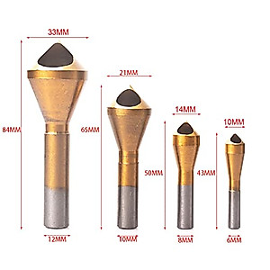 ATOPLEE Countersink Drill Bit Set,4pcs 90 Degree High Speed Steel Titanium Counter Sinker Drill Bits for Wood,Metal, Fiberboard, Plywood, Plastic, PVC