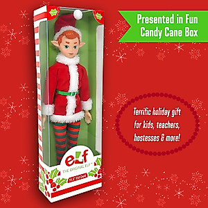 The Original Elf Christmas Dolls, 12" Christmas Elf Doll, Toy Elf for Kids or Décor, Mini Toy Elf Dolls for Christmas, Christmas Elf Decorations, Poseable Little Elf Shelf Sitters with Dangling Legs