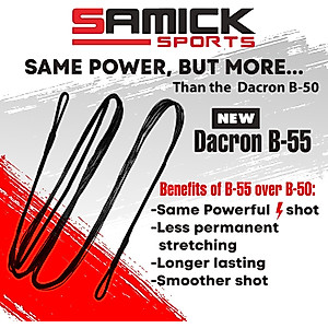 SAMICK SPORTS Dacron Bow String Replacement for Archery Recurve Traditional & Longbow Bows Bowstring - Sizes 12, 14, 16 Strands - Length Sizes 44-70 Inches