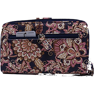 Women's Faux Leather ALL IN ONE WALLET RFID Clutch Ladies ib671x (Blue Floral)
