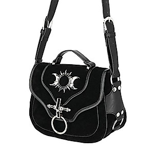 Restyle Triple Goddess Pagan Bag Moon Phases Gothic Wicca Vegan Suede Handbag